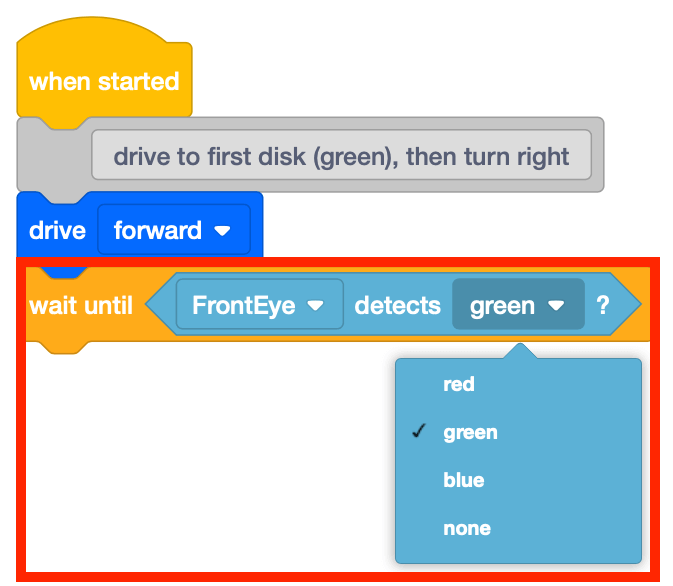 Vex Cs Unit 7 Decisions With Colors Lesson 2 Using The Front Eye Sensor With Wait Until
